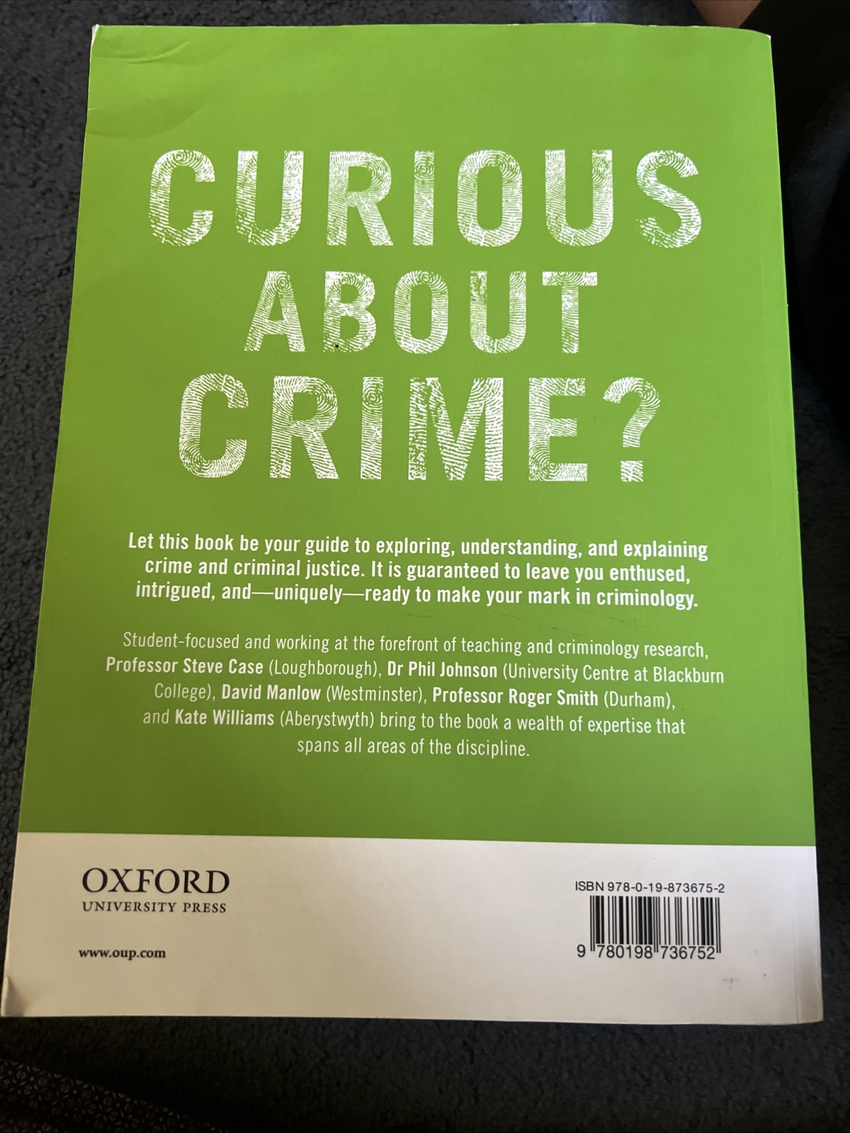 Criminology by Phil Johnson, David Manlow, Kate Williams, Steve Case ...
