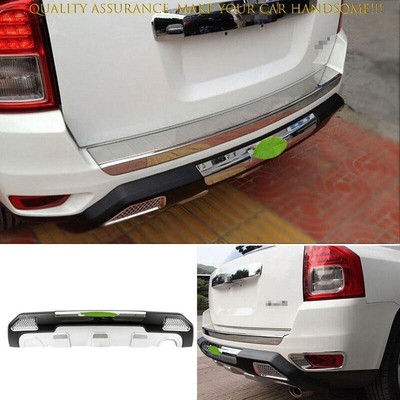 For Jeep Compass 2011-2016 Black Silver Rear Bumper Diffuser Spoiler ...