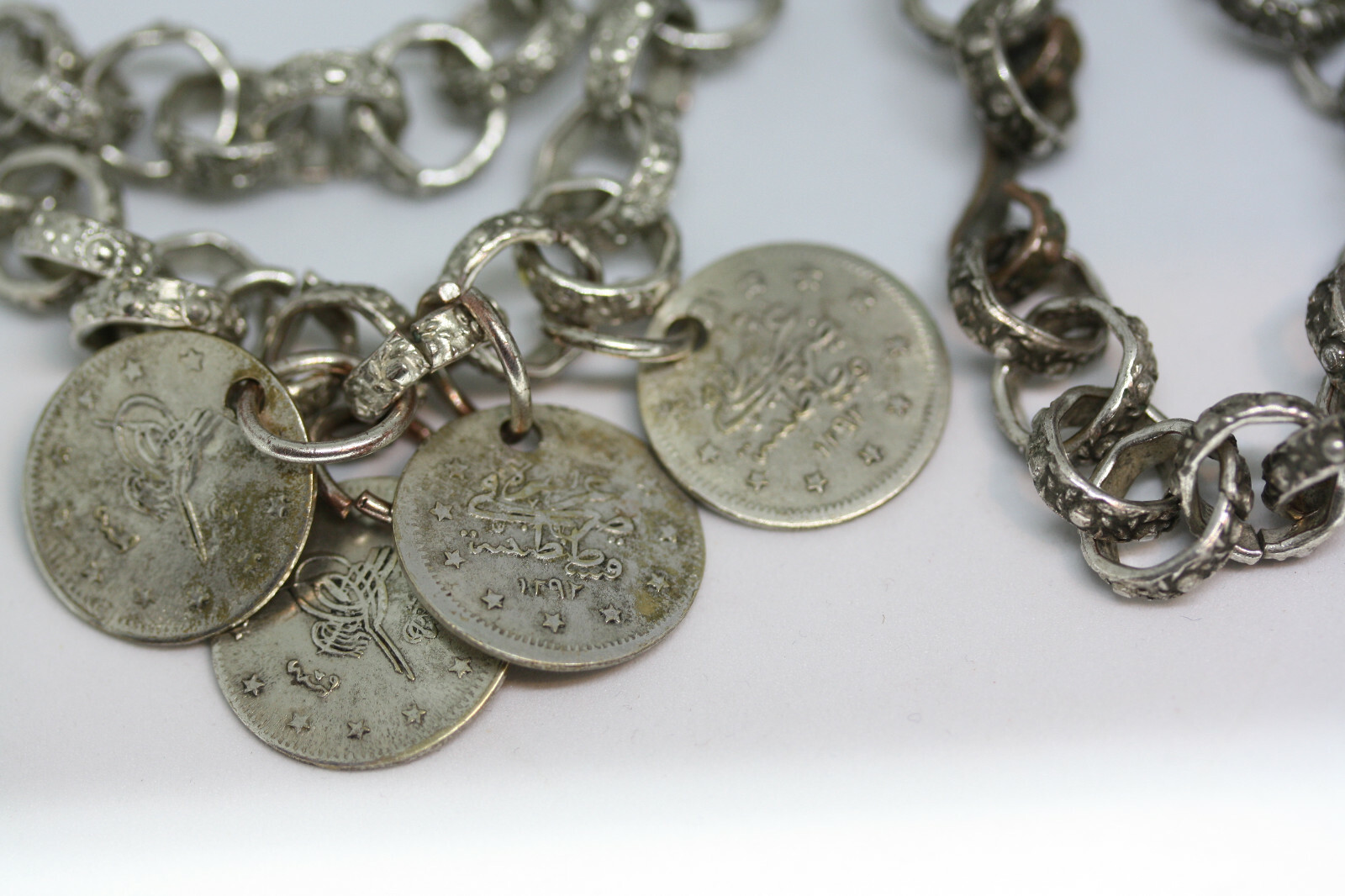 Antique 1870's Islamic Arabic Ottoman Coin Silver Nec… - Gem