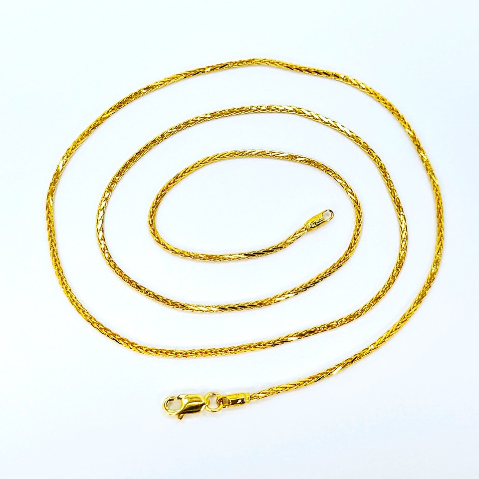 22K Solid Yellow Gold Foxtail Chain Necklace 16 in Choker 1.4mm ...