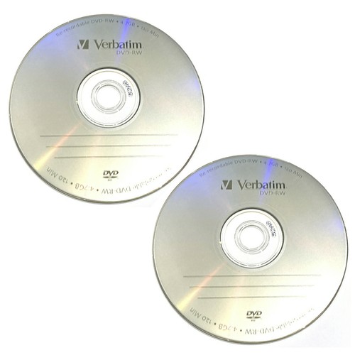 2 x Verbatim DVD-RW Disc ReWritable Blank Discs in Sleeve x2 4.7GB ...