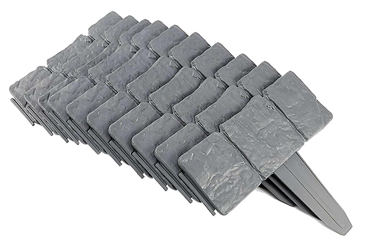 Pack Of 10 Grey Stone Effect Lawn Grass Edging Garden Plant Flower Bed