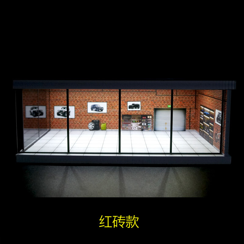 1/43 Diorama Diecast Car Garage Model LED Light Car Showroom Backdrop ...