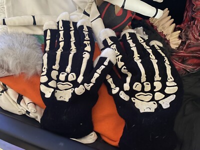 LED Skeleton Gloves Light Up Flashing Finger Lighting Glow Hip-Hop For ...