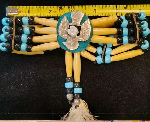 Vintage Native American Indian Turquoise & Bone Stretch to Fit Choker ...