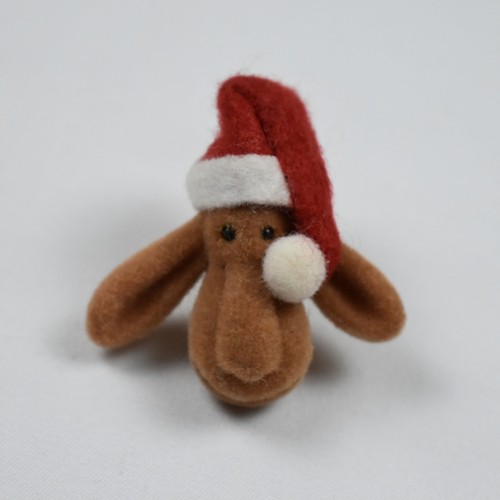 Vintage Fuzzy Flocked Holiday Christmas Moose in Santa Hat brooch pin ...
