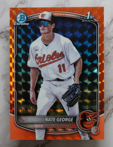 🔥2025 Bowman Chrome Nate George Orange Geometric Refractor 1st Prospect ...