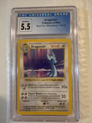 CGC 5.5 🌟 Pokemon 1999 Dragonair Base Set Shadowless 18/102 | eBay