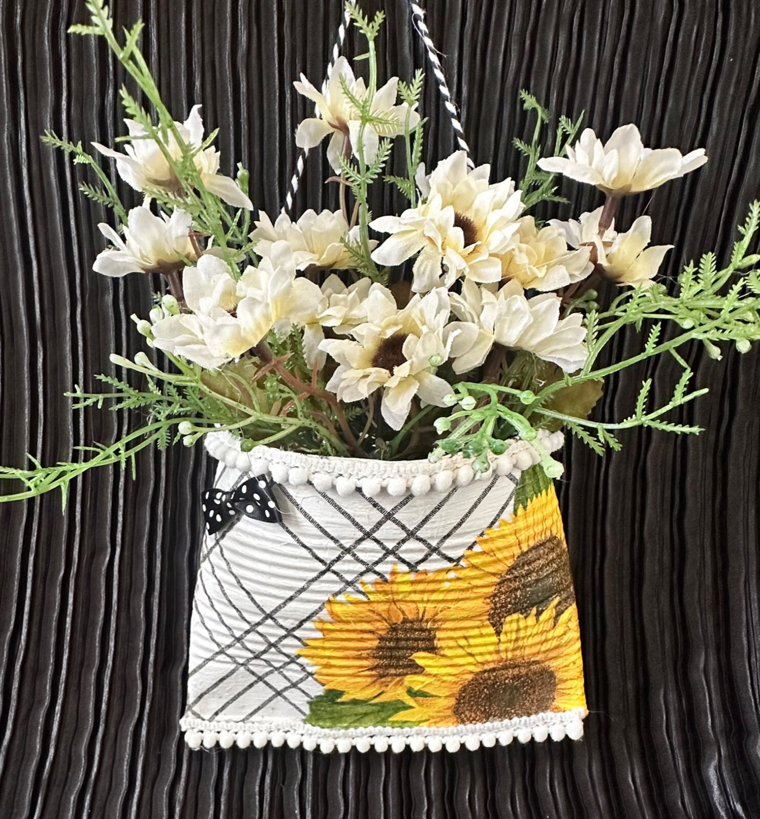 DECOUPAGE POCKET POSEY SUNFLOWER POCKET POSEY TIN CAN WALL HANGER ...