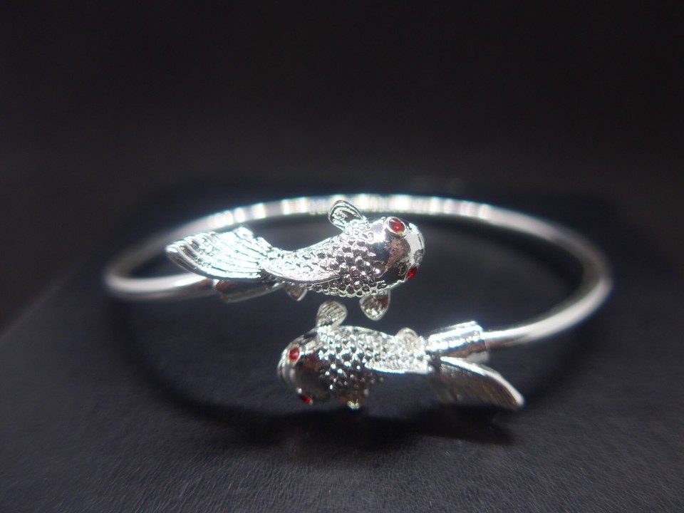 Silver Goldfish Koi Carp Fish Bangle Bracelet Stamped 925 | eBay UK