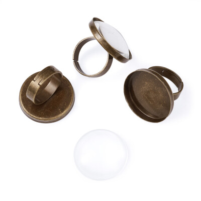 10sets DIY 25mm Clear Domed Magnifying Glass Cabochon Brass Portrait ...