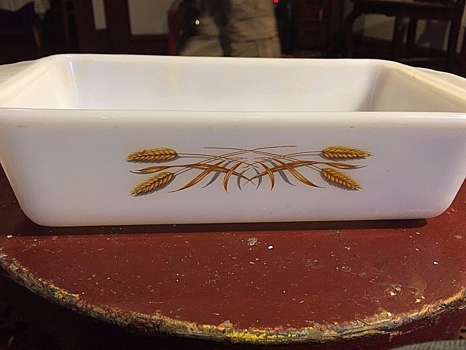 Fire King small casserole / bread pan cooking dish - yellow corn ...