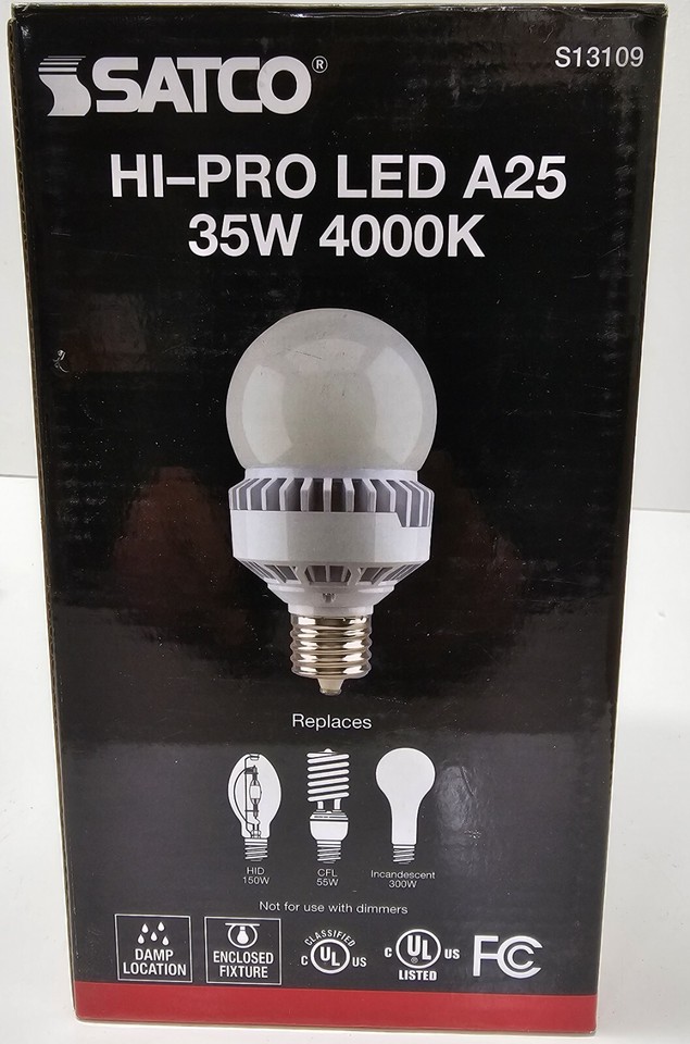 Satco 35W LED Replacement 300W Equivalent A25 Mogul Screw EX39 4000K ...