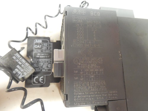 ABB CONTACTOR BC9-30-10 24V COIL 35A A AMP BC93010 w/ CA7-10 RV-BC6/60 ...