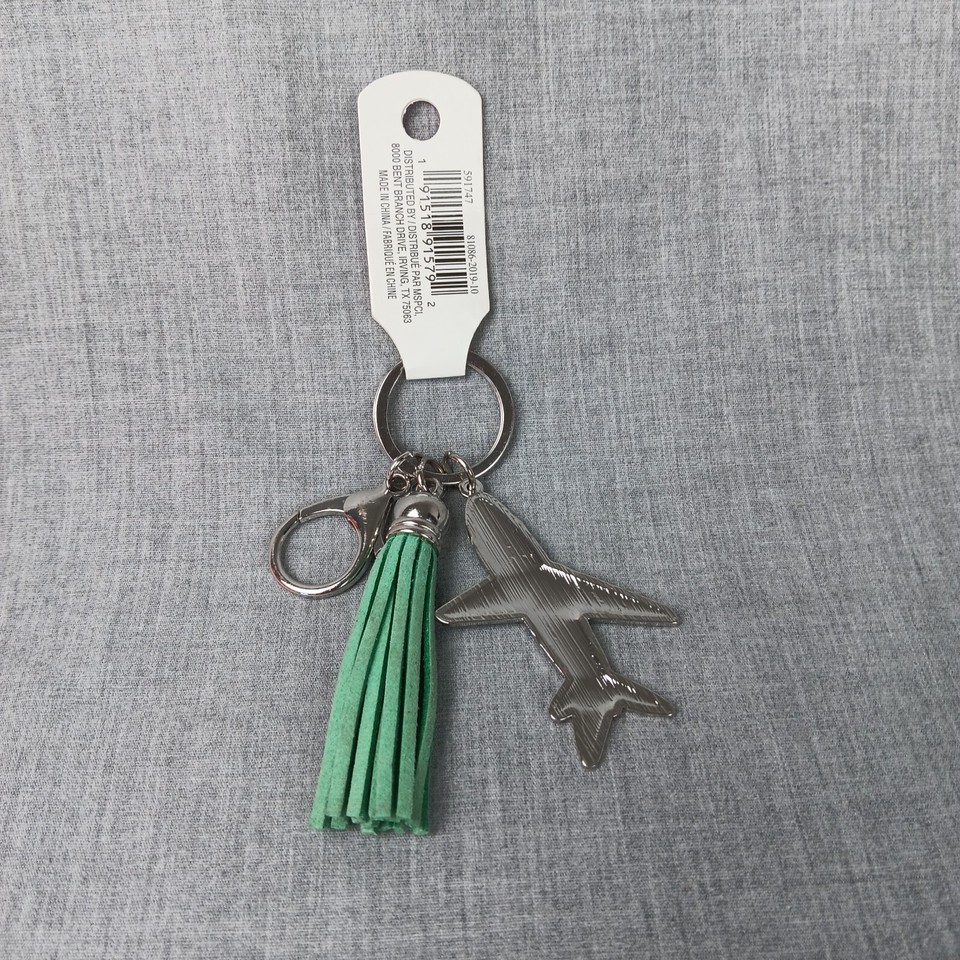 Bead Landing Cool Your Jets Key Chain Travel Theme Airplane Green ...