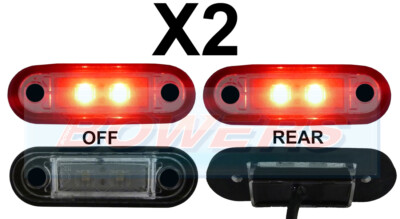 2 x 12V/24V FLUSH FIT RED REAR LED MARKER LAMPS / LIGHTS TRUCK VAN CAR ...