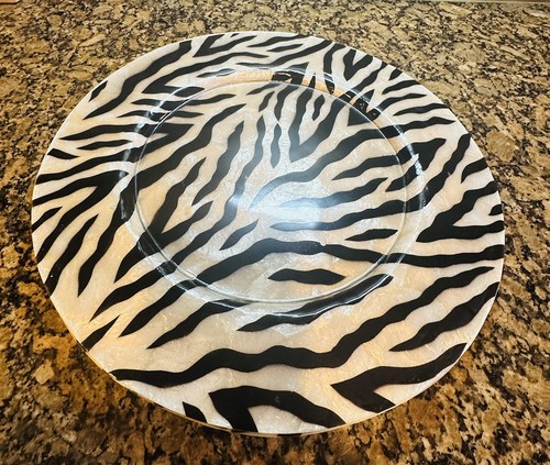 4 Capiz Shell Charger Plates, Zebra print , Hand Painted Made in ...