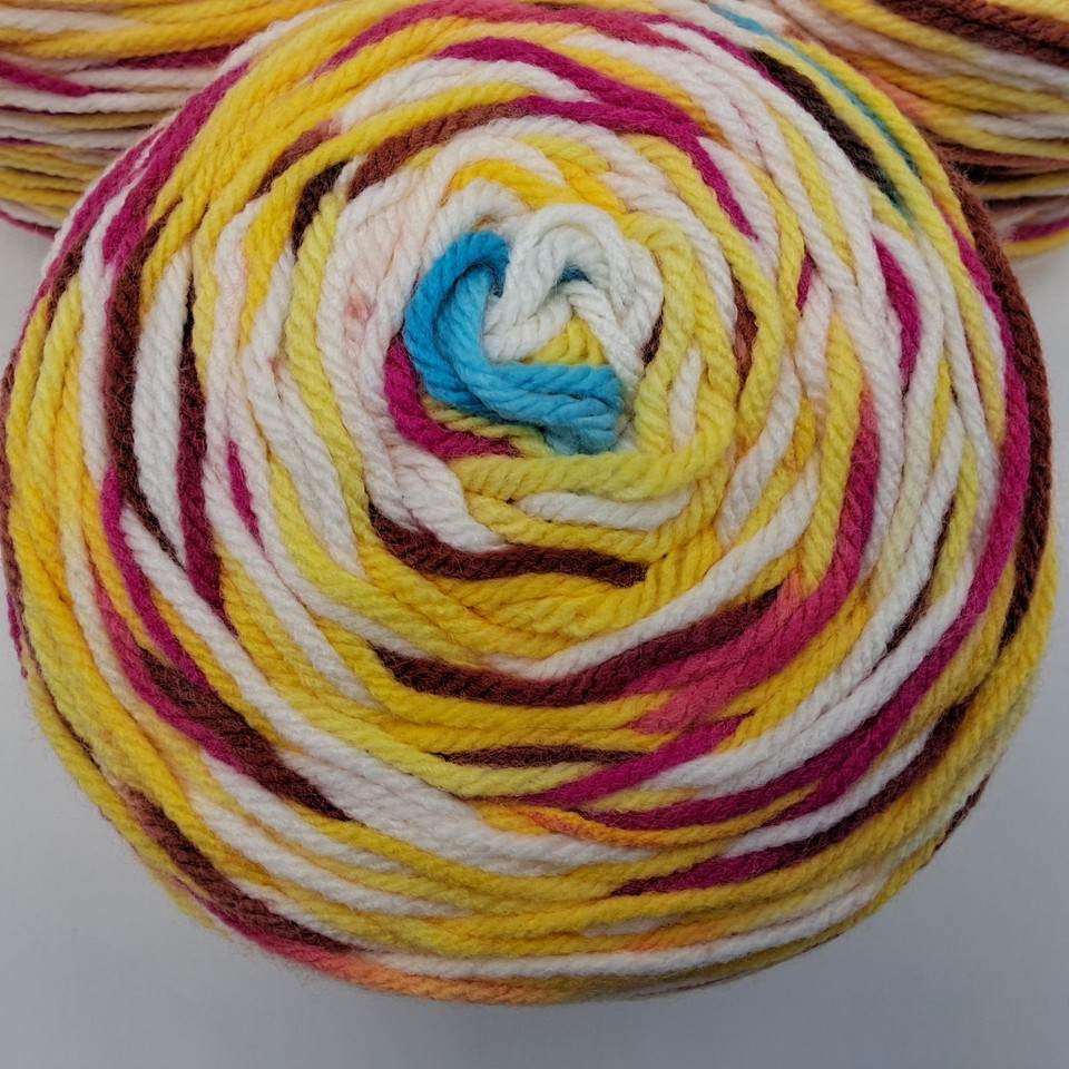 Bundle Of Yarn Variegated Aran Knitting/crochet Yarn Cakes 6X150g #24 ...