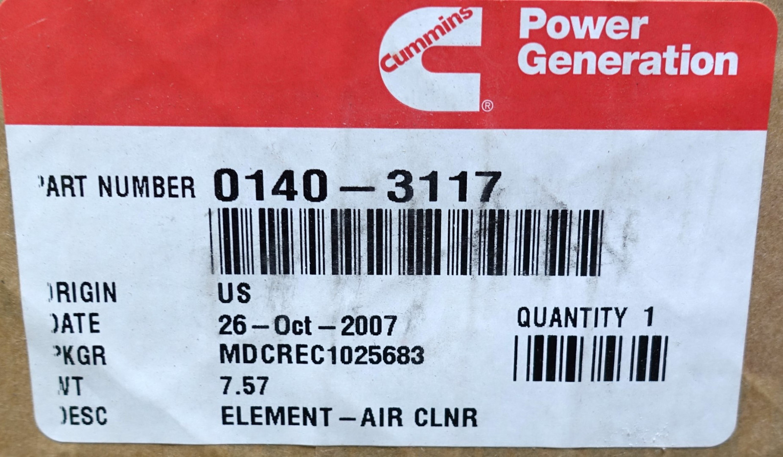 Air Filter Cummins Air Filter 0140-3117 John Deere AR79679 New Old ...