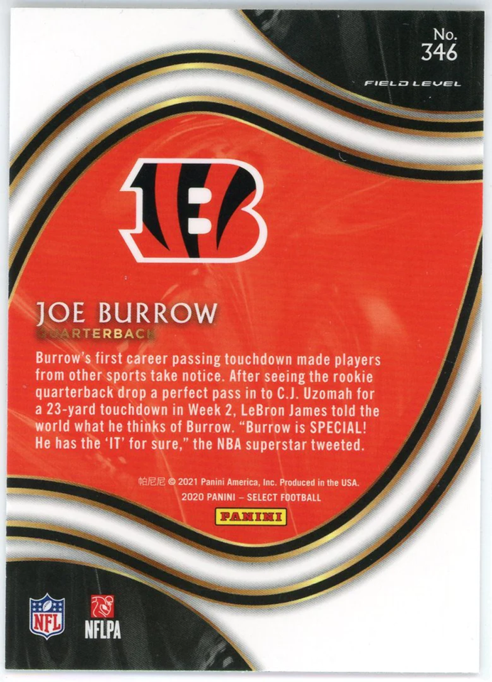 Joe Burrow 2020 Panini Select Field Level Rookie Card #346 | eBay