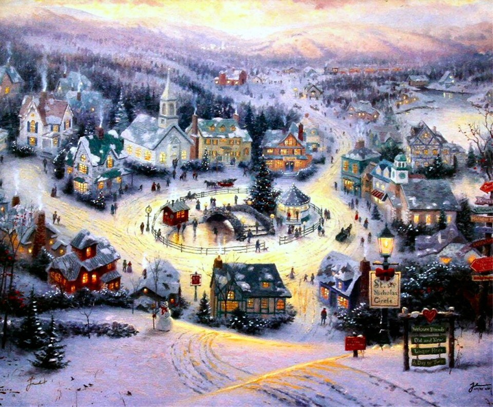Thomas Kinkade ~ St. Nicholas Circle 12x16 Classic Edition Framed ...
