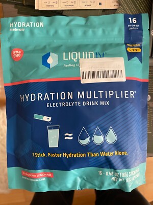 Liquid IV Hydration Multiplier Electrolyte 16 Pack Strawberry Lemonade ...