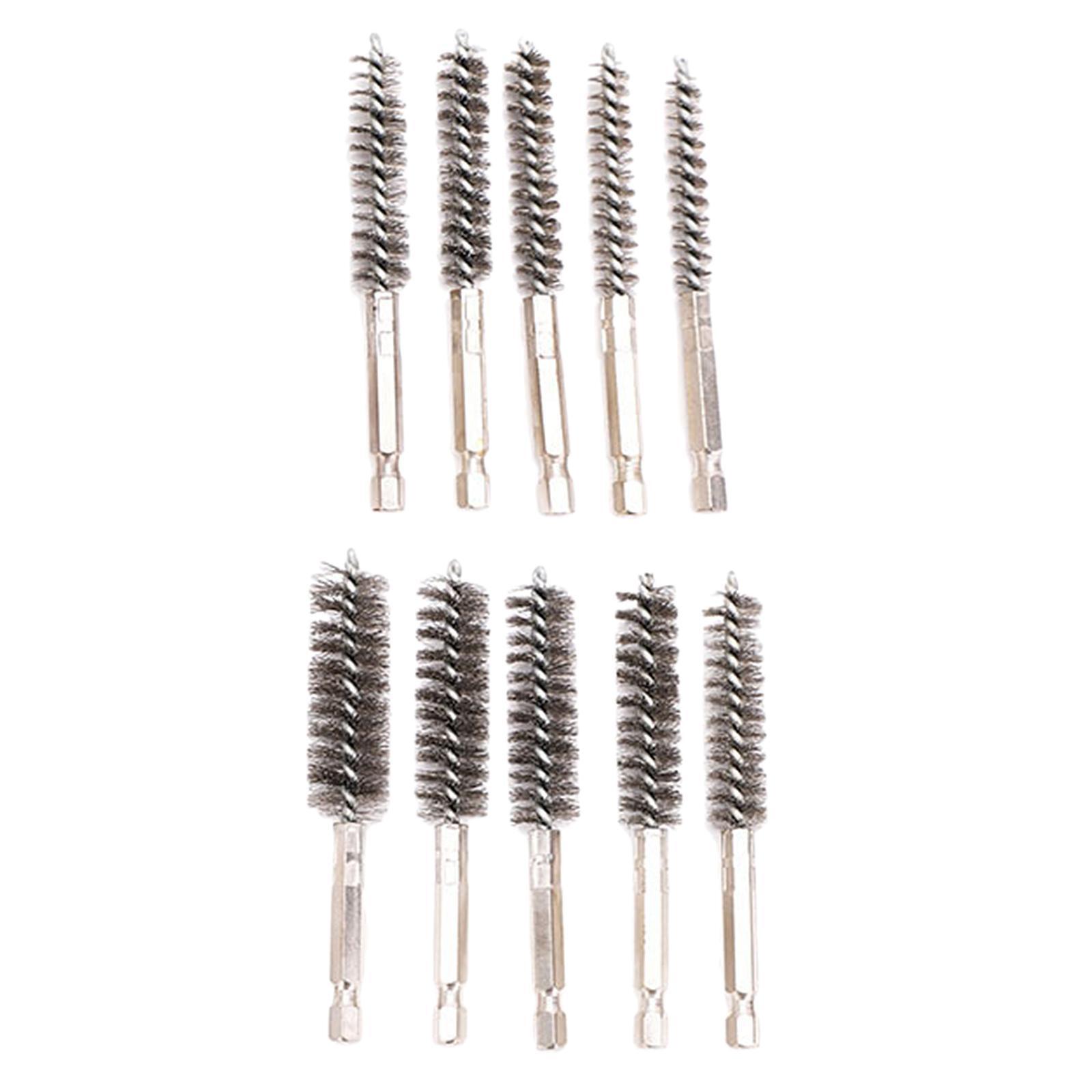 10x Wire Brush Tube Brush 1/4'' Hex Shank Handle Stainless Steel ...