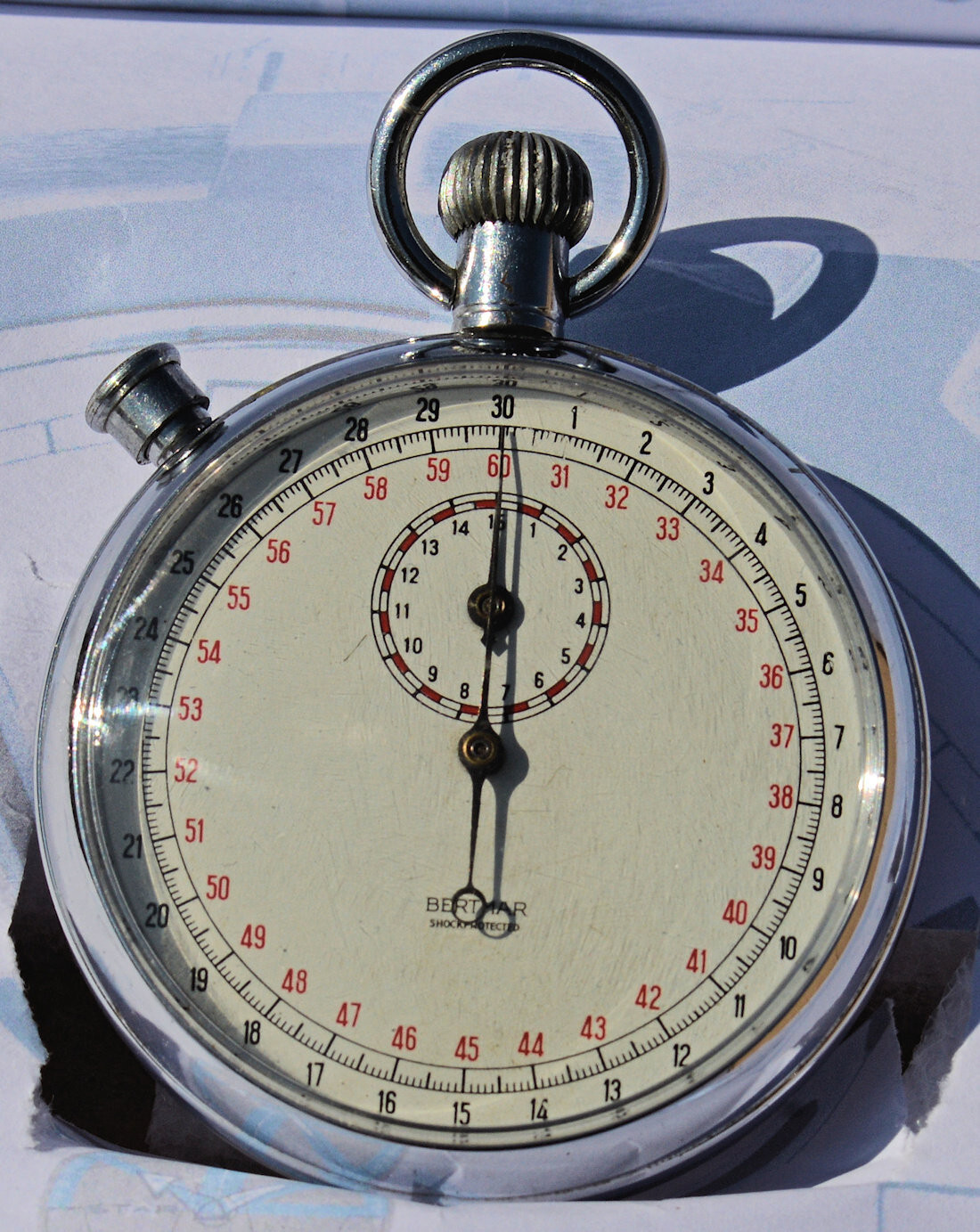 Rare Mechanical Stopwatch Bertmar Large Size Precision 1/10 Of A Second ...