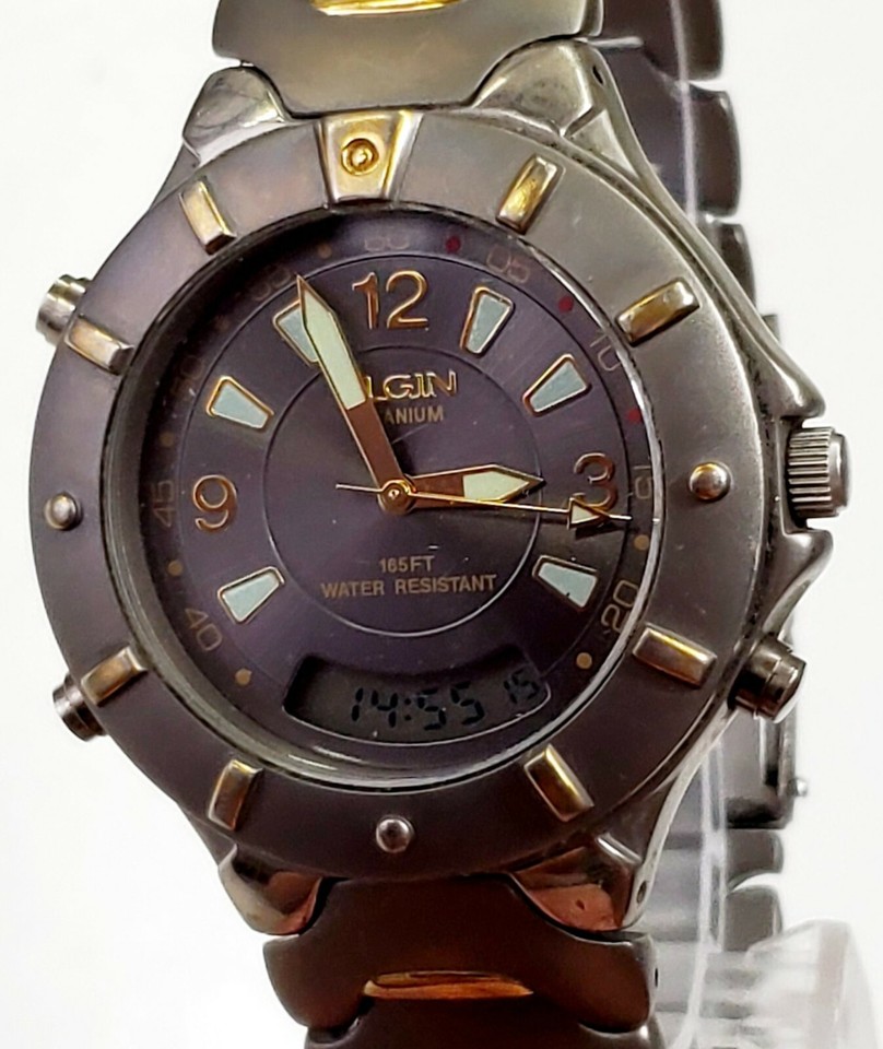RARE,UNIQUE Men's TITANIUM ANALOG-DIGITAL Watch ELGIN FH205 | eBay