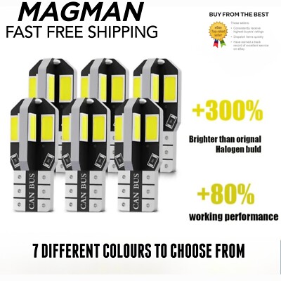 Canbus 501 T10 LED Car Bulbs Error Free 8 SMD W5W Bulbs Various Colours ...