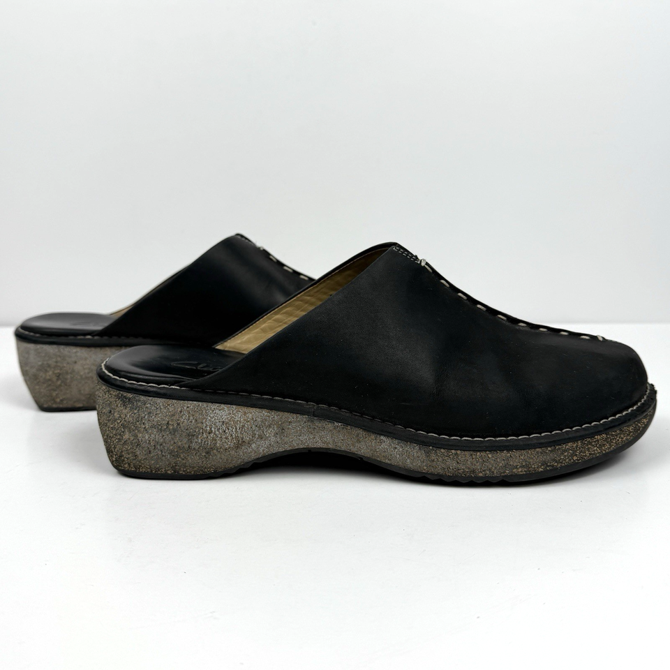 Clarks Shoes Mitchell Clogs Black Leather Size: 9M Slip On Mules | eBay
