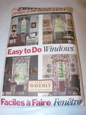 HOME DECOR CRAFTS UNCUT BUTTERICK 6435 Sewing Pattern DRAPERY WINDOW ...