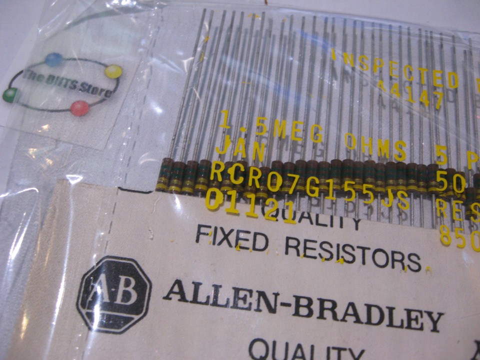 50 Pack Allen-Bradley Resistor 1.5 MegOhm 1/4W 5% RCR07G155JS Carbon ...