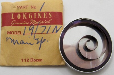Longines 19.71N pocket watch part #770 bluish T end mainspring | eBay