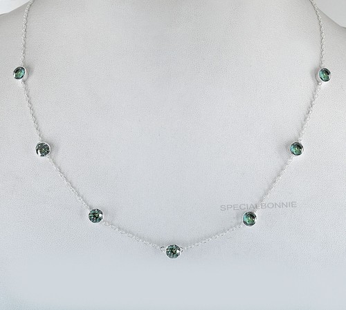 3.40 Ct Elegant Blue Diamond Chain Necklace In 925 Silver | eBay