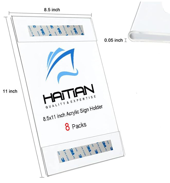 3 pack of Clear Acrylic Sign Holder 8.5 x 11 Inch wall mount, 2 of 3M ...