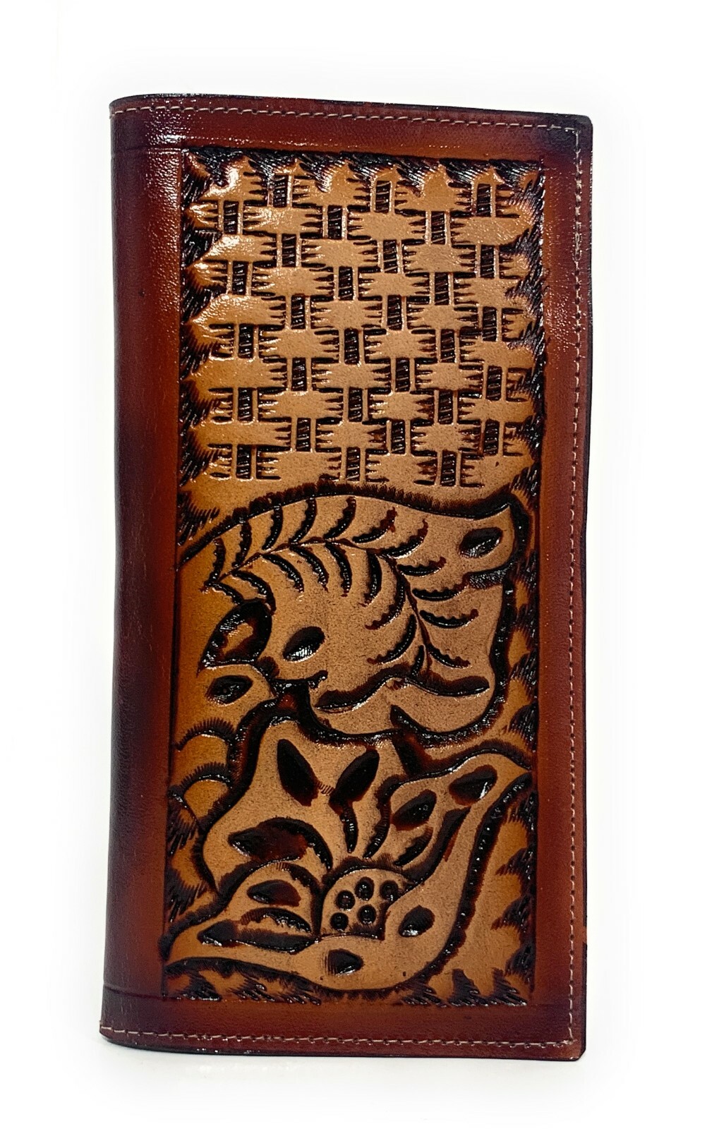 MEN'S WESTERN COWBOY WALLET GENUINE LEATHER LONG BI FOLD TALL RODEO ...