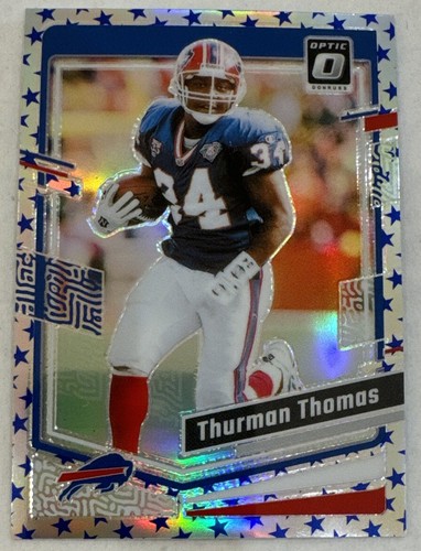 2023 Donruss Optic #24 Thurman Thomas Silver Holo Prizm Blue Star Emoji ...