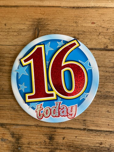 Age 16 16th Birthday Badge Birthday Badge Gift Present Pin on or Stand ...