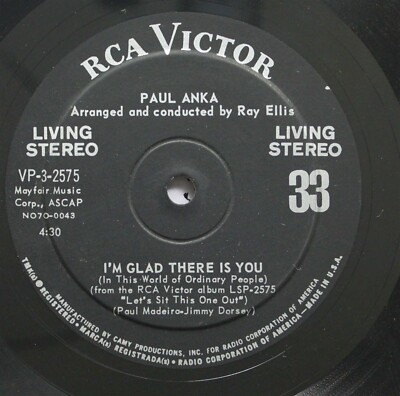 50'S & 60'S 45 Paul Anka - I'M Glad There Is You / You And The Night ...