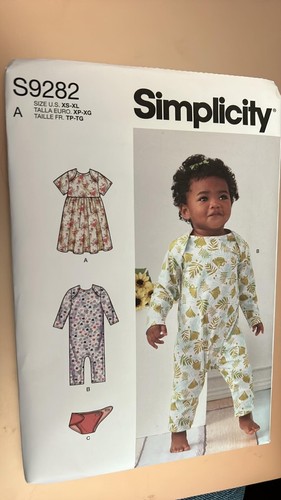 Simplicity Sewing Pattern 10990 / 9282 Infants Dress Romper Diaper Cover XS-XL 39363046929 | eBay