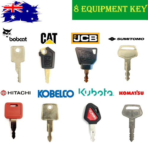 8 Digger Keys set BOBCAT CAT JCB HITACHI KOBELCO KUBOTA KOMATSU ...