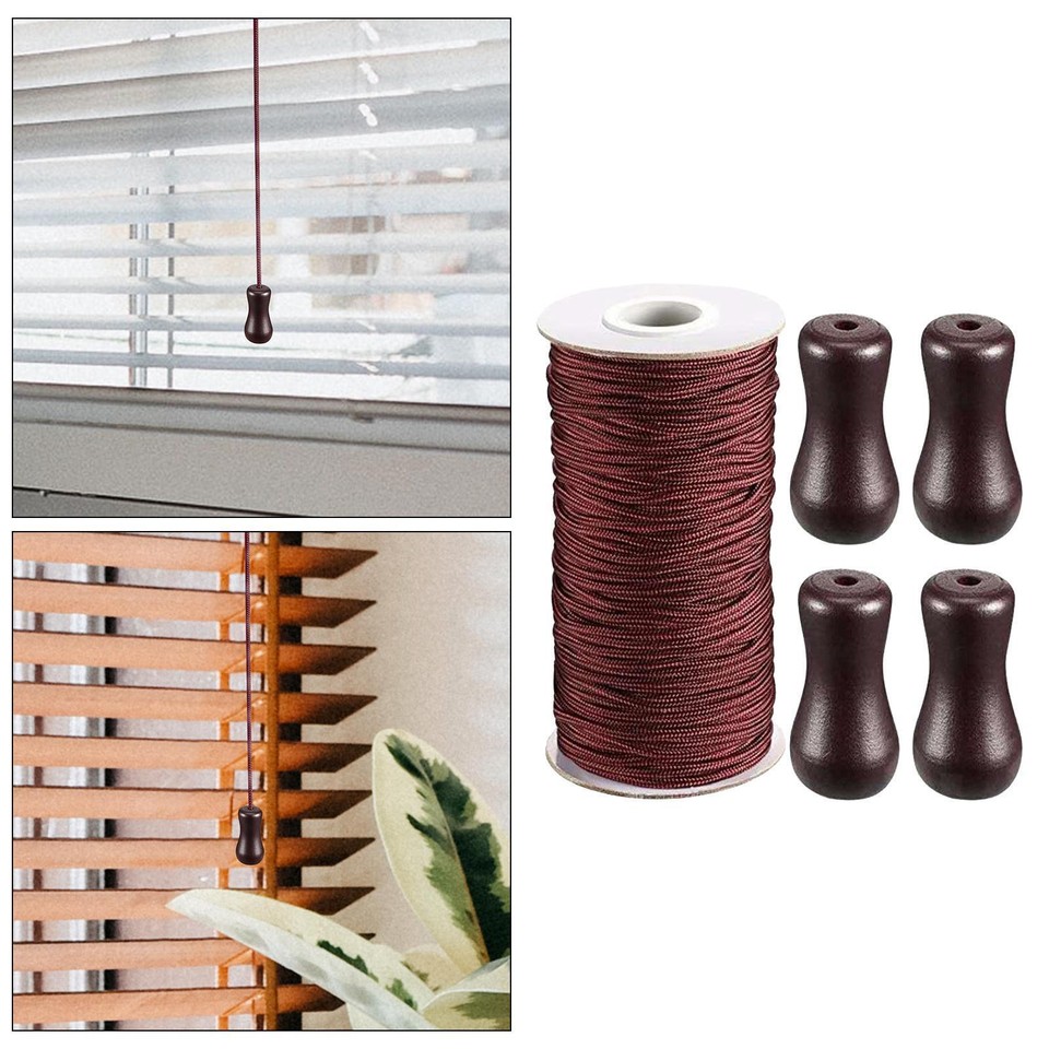 Brown Braided Lift Shade Cord 55 Yards / Roll with 4 Pieces Pendants ...