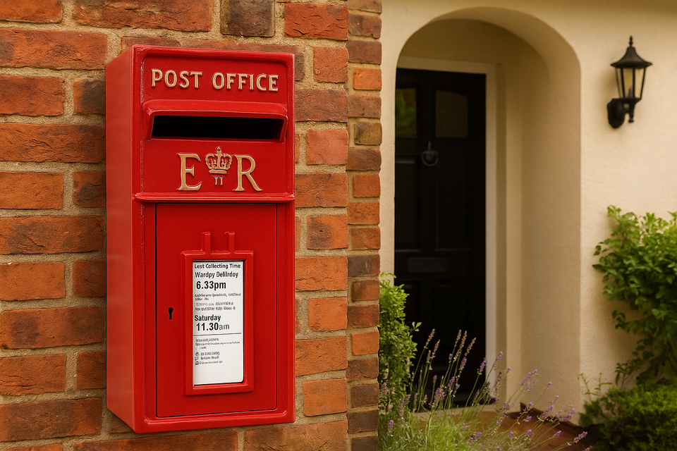 Post Box Red ER with Lock Royal Mail Design Wall Mounted Mailbox Cast ...