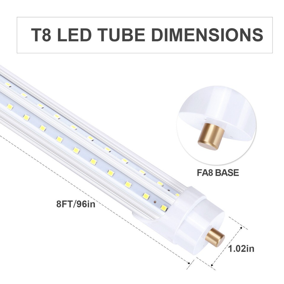 8 Foot 90W 8FT Led Tube Light 65W 45W LED Shop Lights T8 T12 Single Pin ...