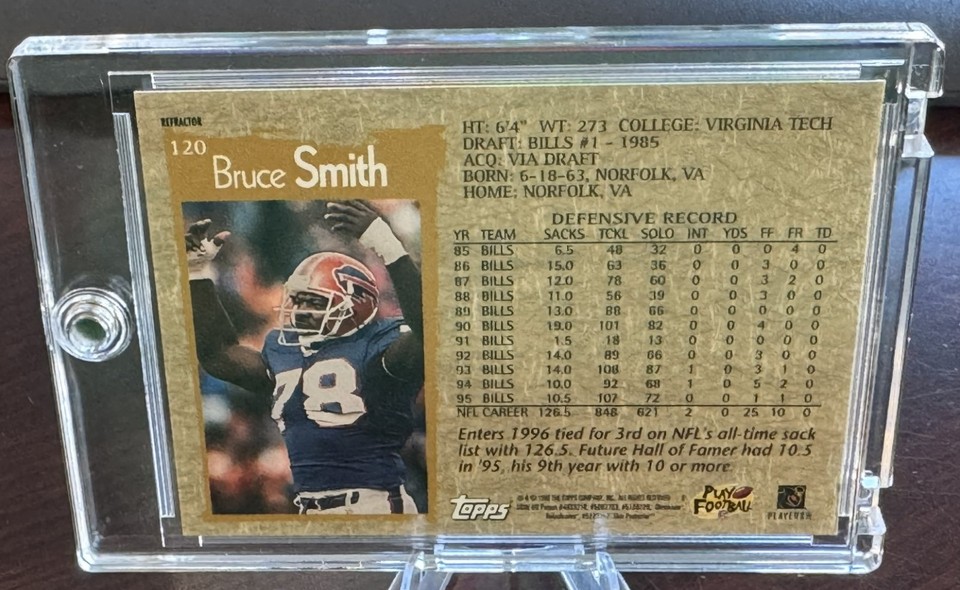 1996 BRUCE SMITH 1ST YEAR TOPPS CHROME REFRACTOR #120 BILLS HOF (382 ...