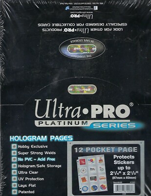 ULTRA PRO PLATINUM 100 12-POCKET ( Stickers ) Pages, New, Free Shipping ...