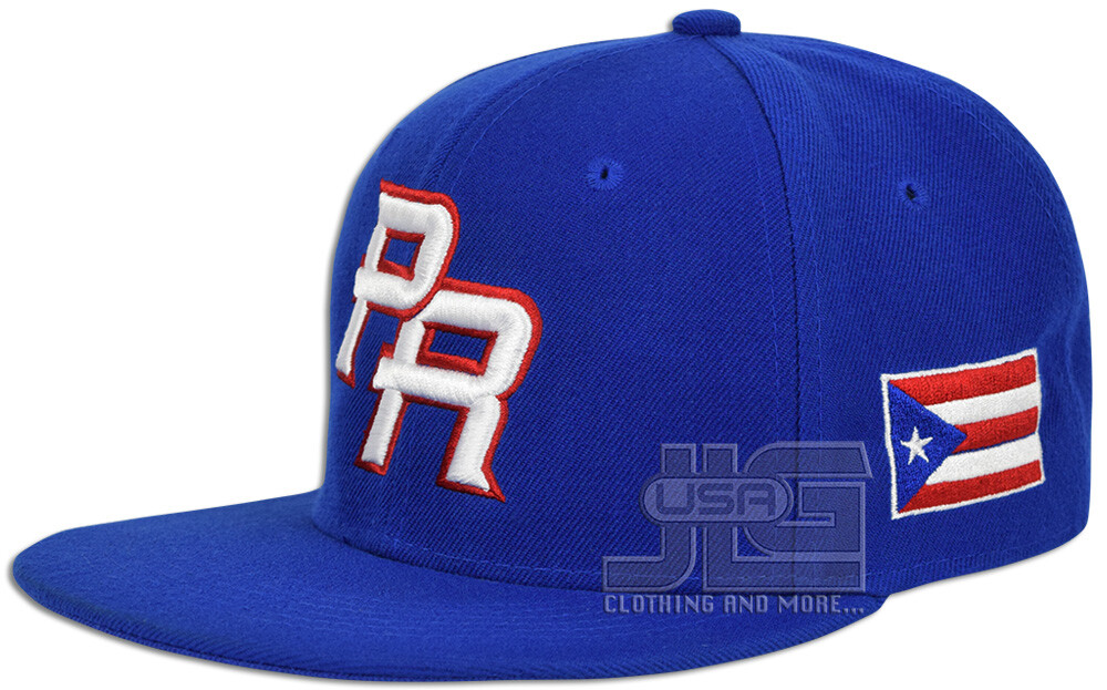 PR Fitted Caps Puerto Rico Embroidered hat Front Side Baseball Size ...