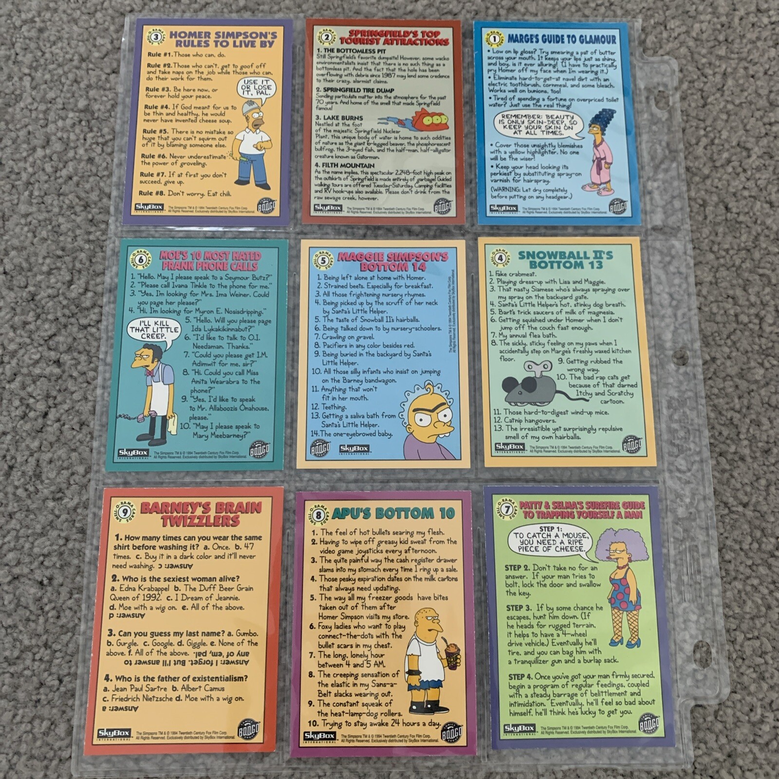 Vintage 1994 The Simpsons Smell-O-Rama Trading Collector Cards ...