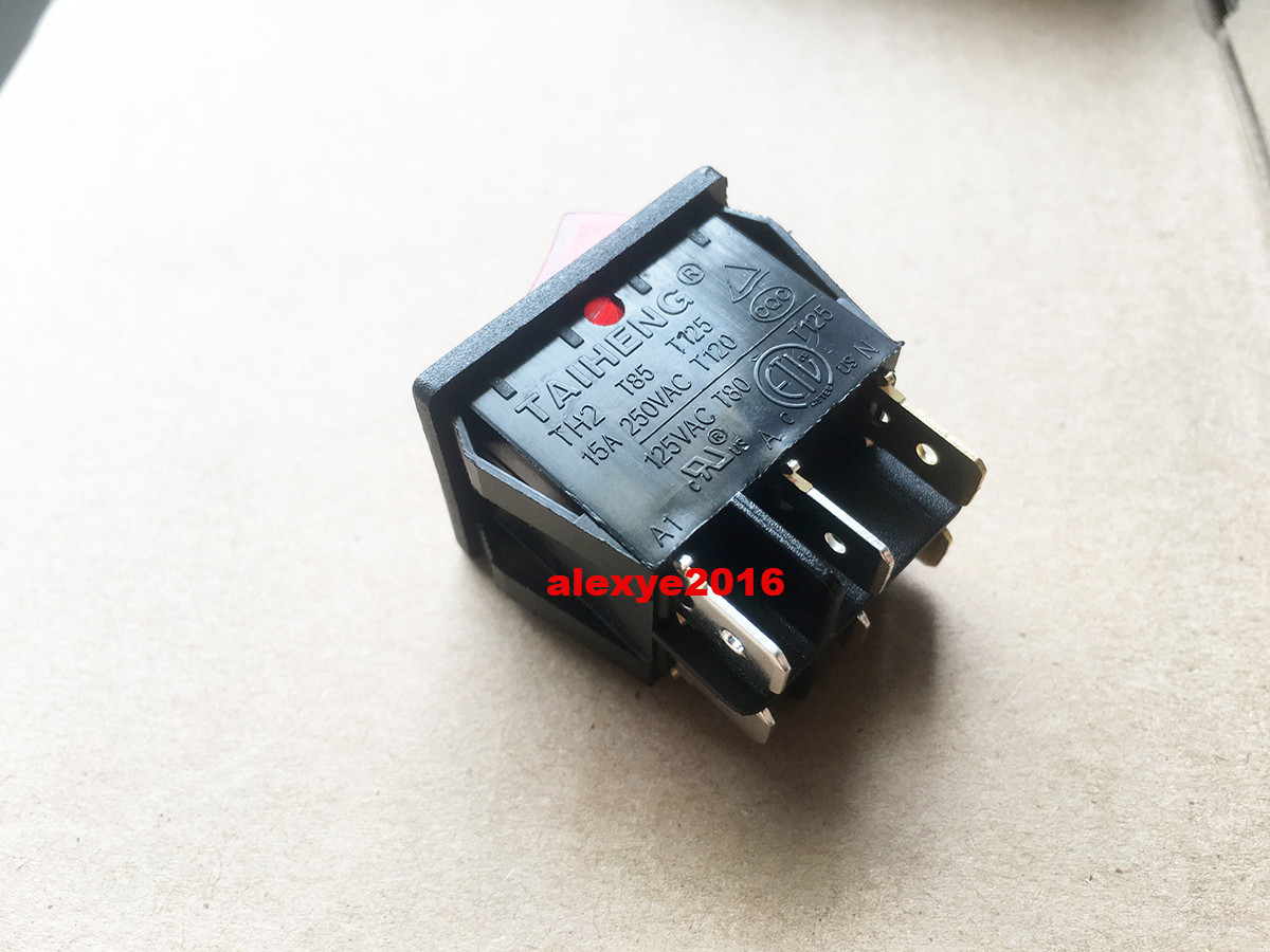 TAIHENG TH2 T85 T125 Double Button Rocker Switch Red Lamp 6 Pins 15A ...